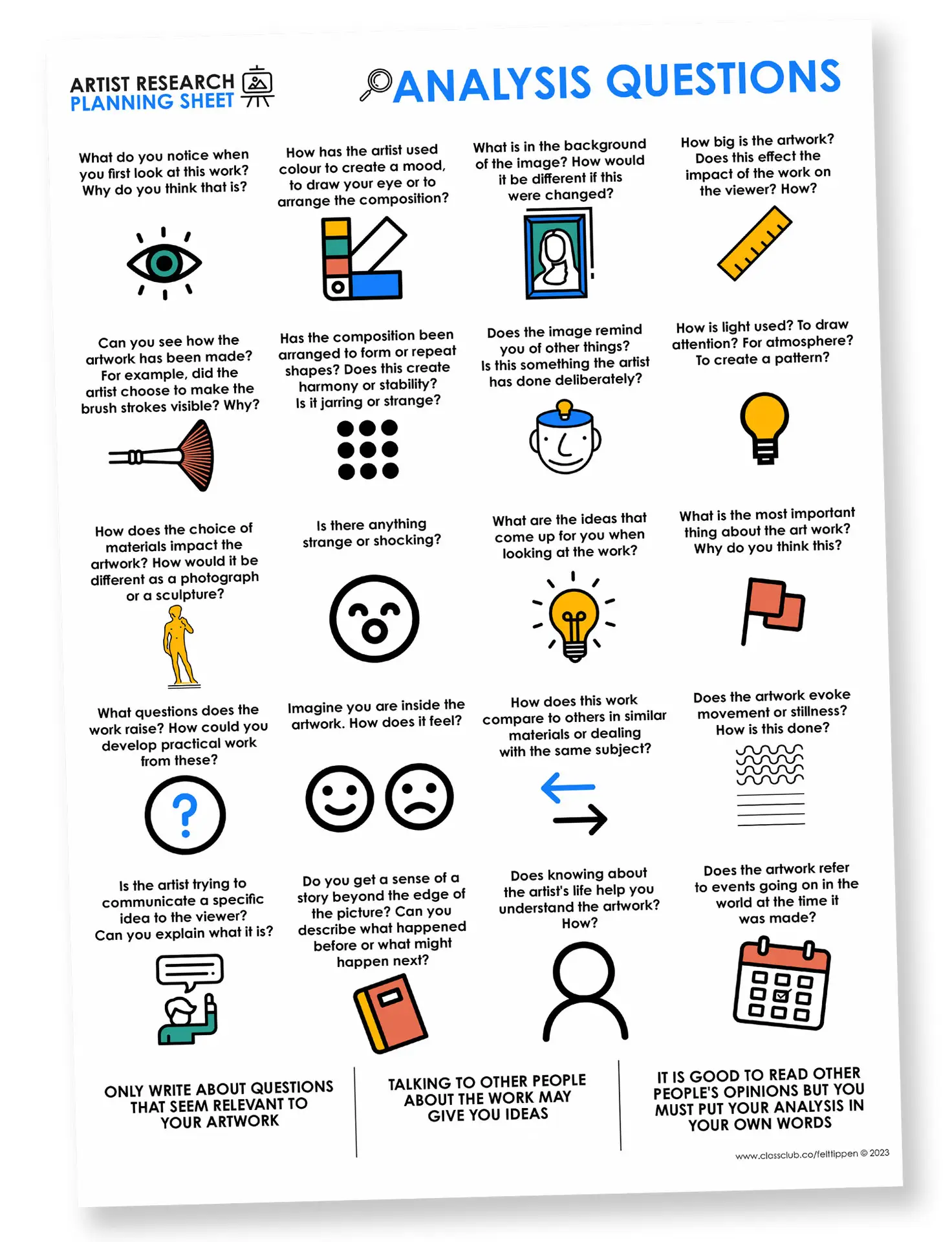 Art analysis questions poster - studyblocks.ai