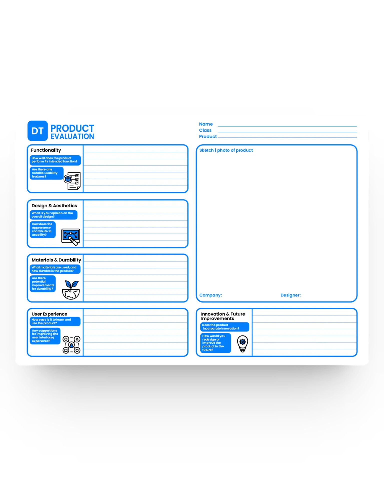 Product evaluation worksheet - studyblocks.ai