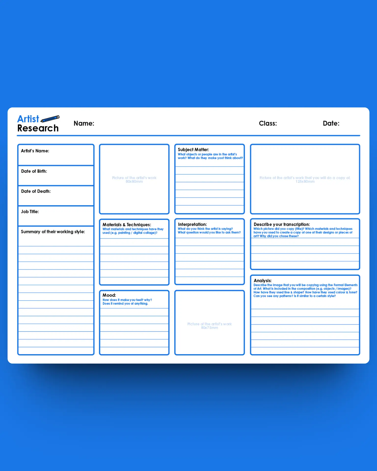 Artist/Designer Research Spread - studyblocks.ai