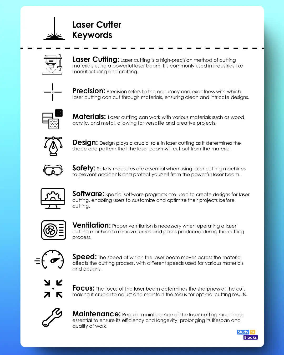 Laser Cutter Keywords - studyblocks.ai