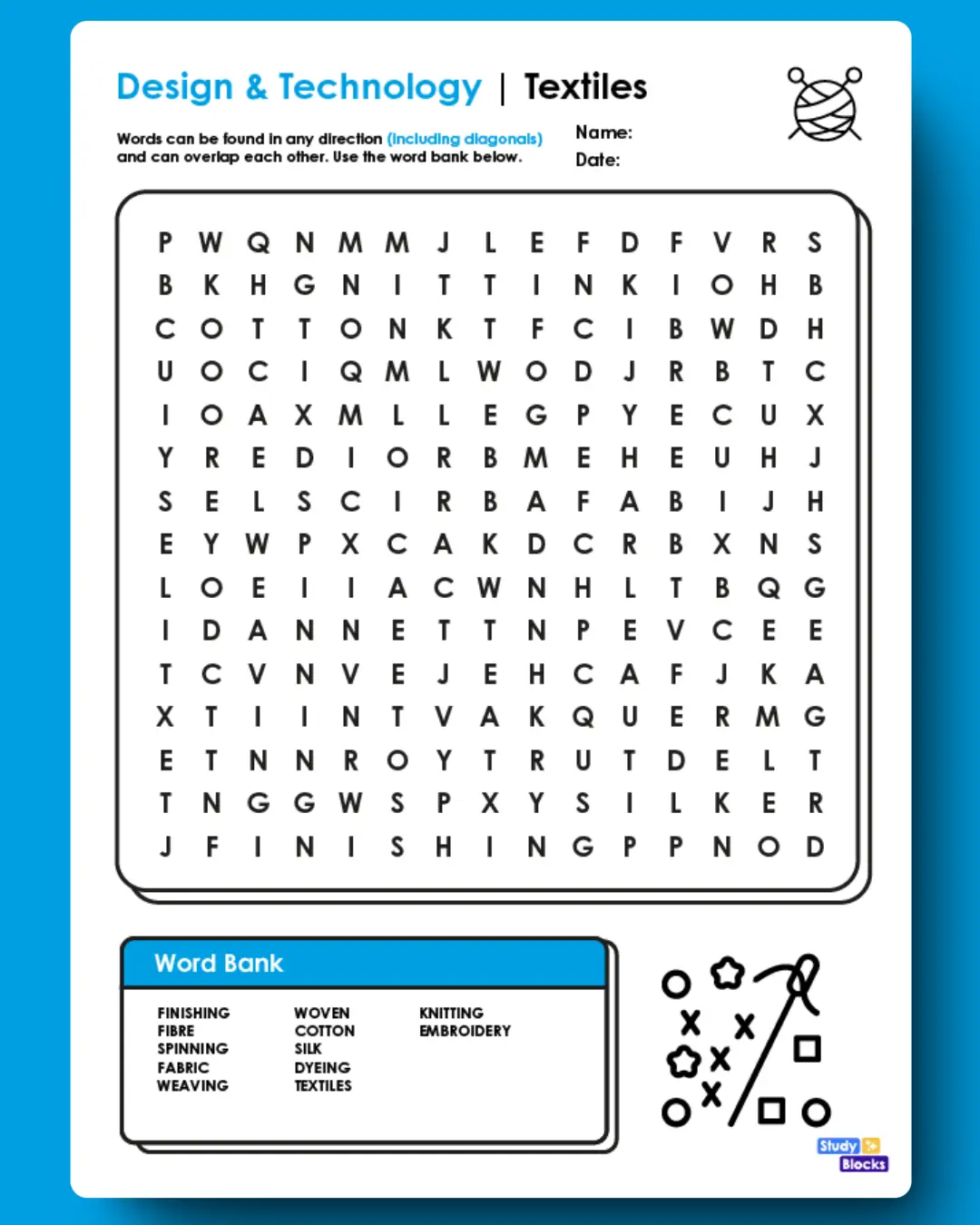 Textiles wordsearch - studyblocks.ai